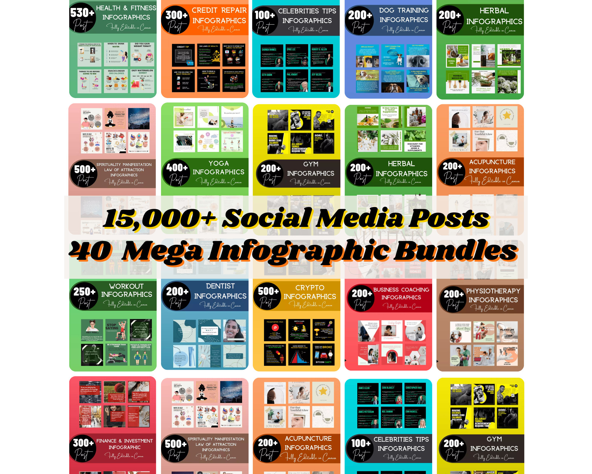 Mega Infographic Bundle - 15000+ Posts and 40+ Customizable Canva ...