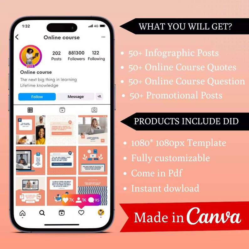 Online Course Template Instagram Templates Infographic Ready - Etsy