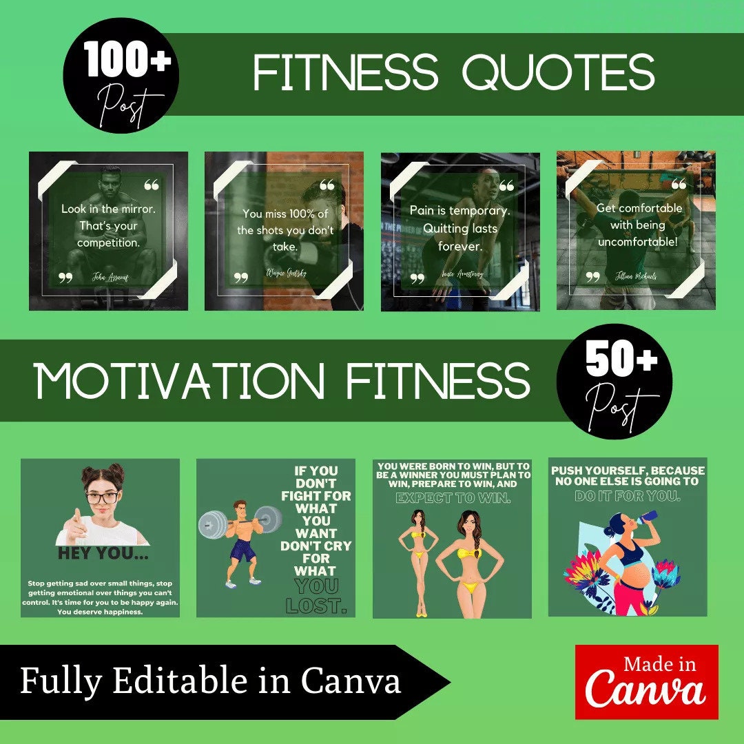 Workout Canva Template Editable Fitness Template Social - Etsy