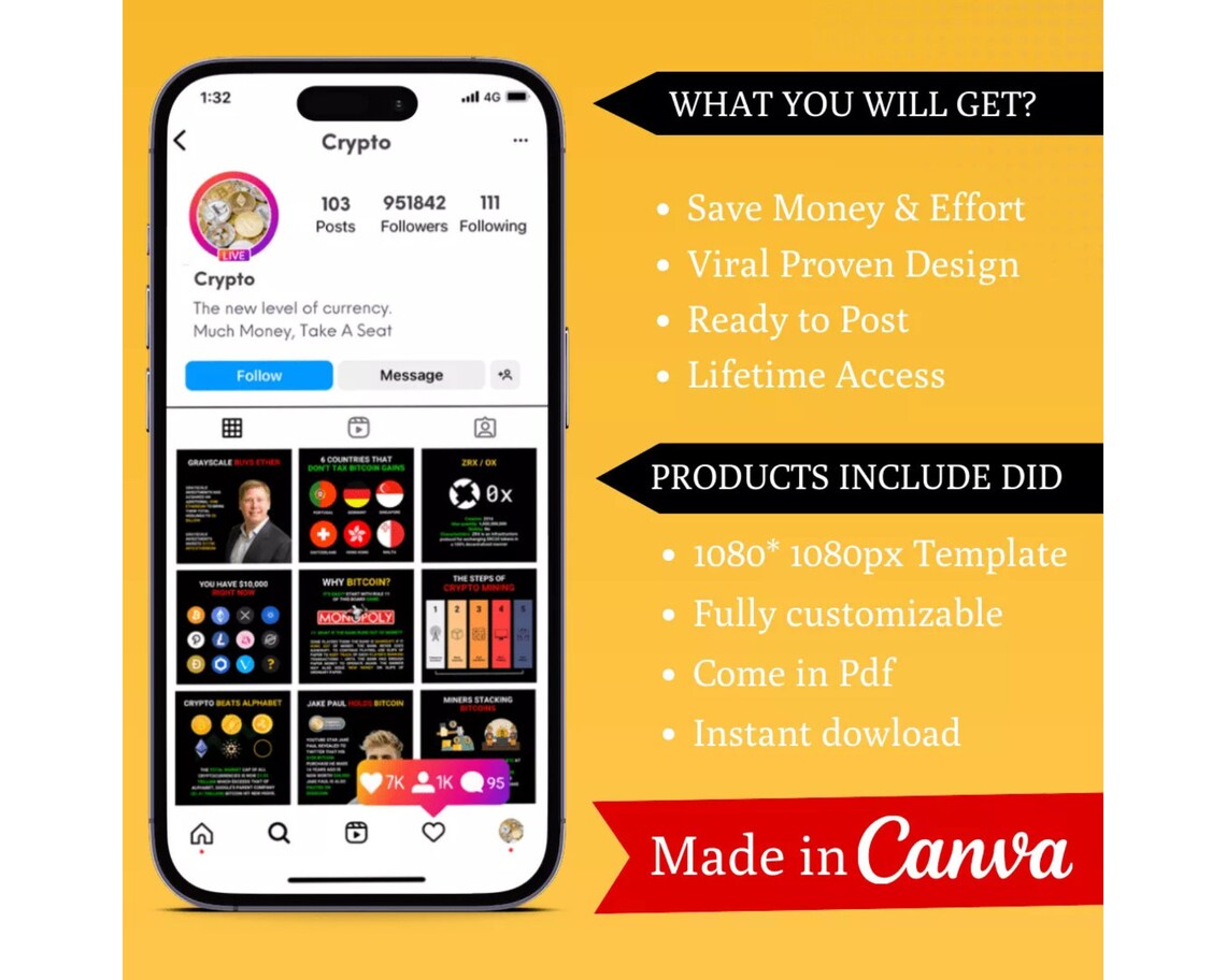 Crypto Currency Template, Editable Canva Template, Ready Made Social ...