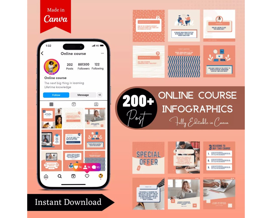 Online Course Template, Instagram Templates, Infographic Ready Made ...
