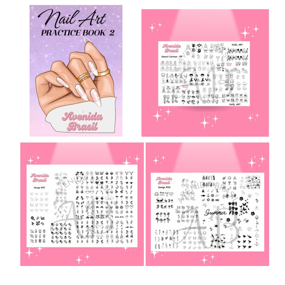 Stencil Bundle Book 2 15 Printable Designs Nail Stamp Plate Nail Art ...