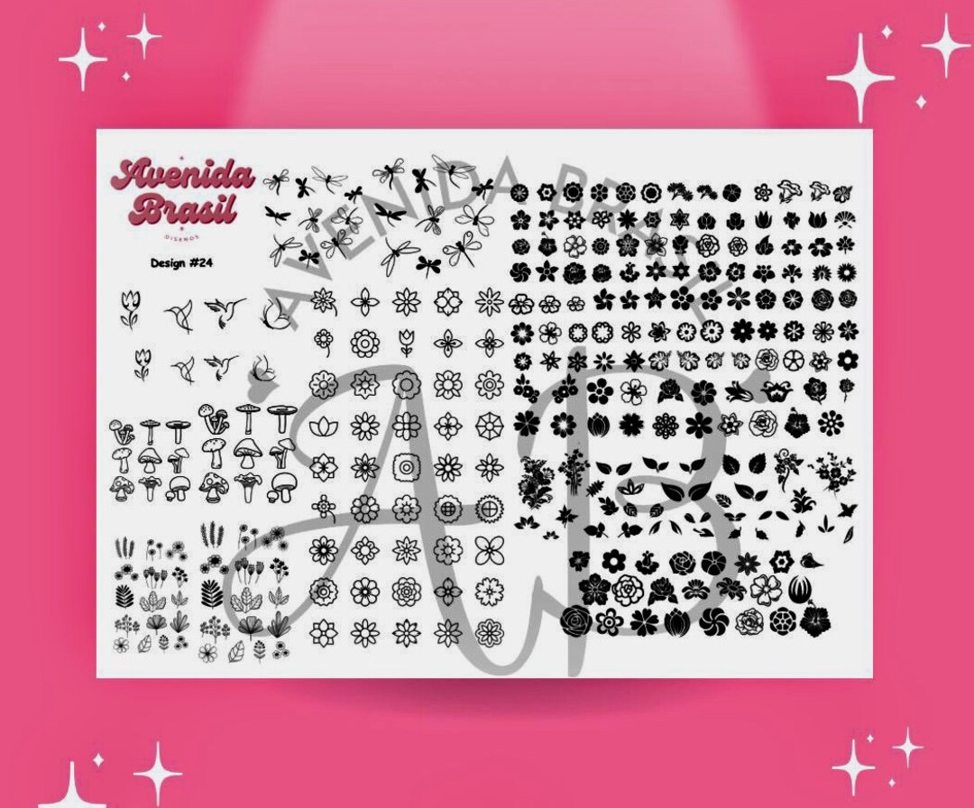 Floral Fairytale Nail Art Traceable Practice Sheet Flower Nail Art ...