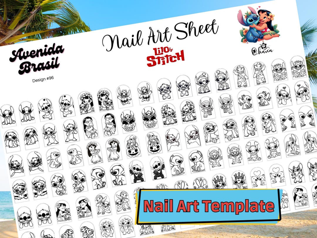Alien Aloha Nail Art Templates | Nail Art Practice Sheet | Digital ...