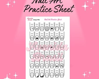 Charm Chameleon Chalet Nail Art Traceable Practice Sheet Character Nail ...