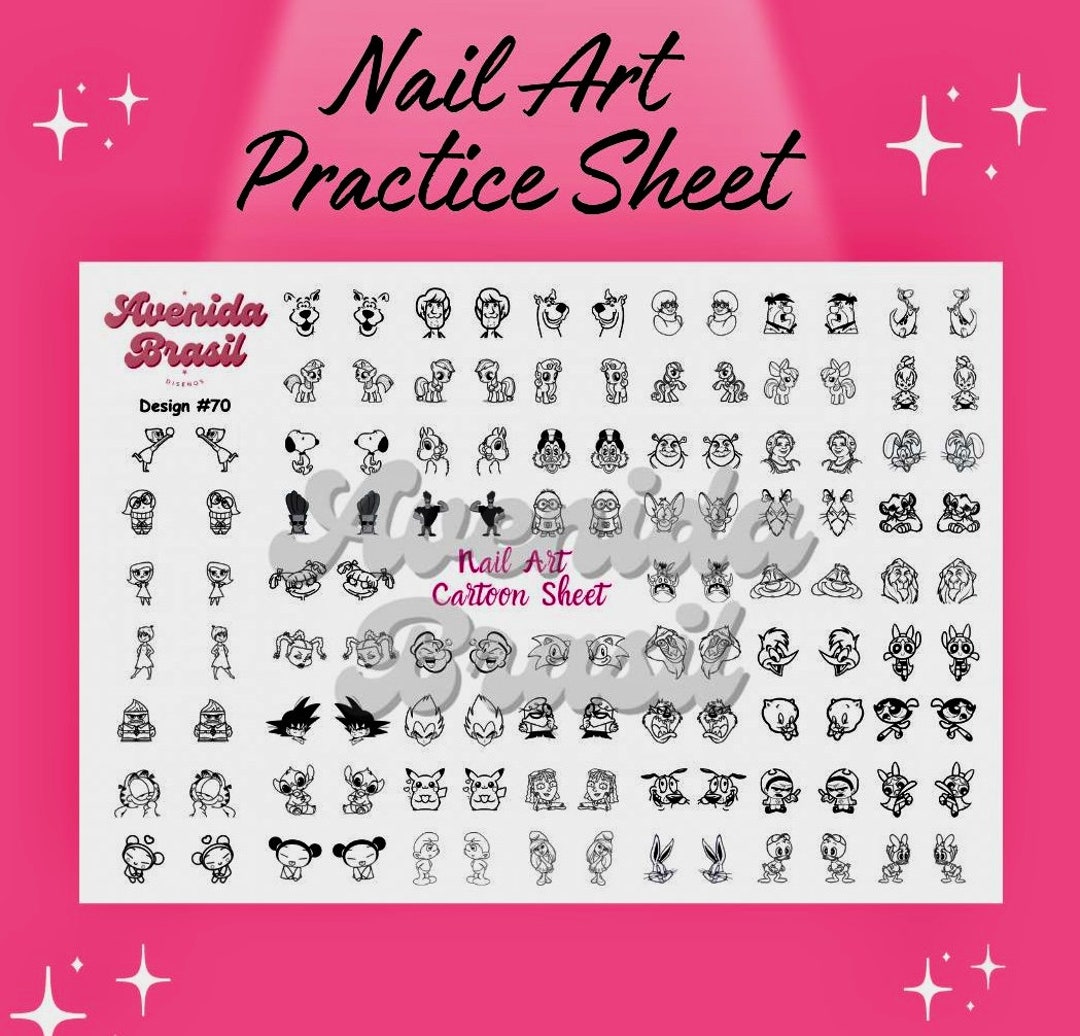 Character Cocktail Printable Nail Designs Nail Stamp Plate Nail Art ...
