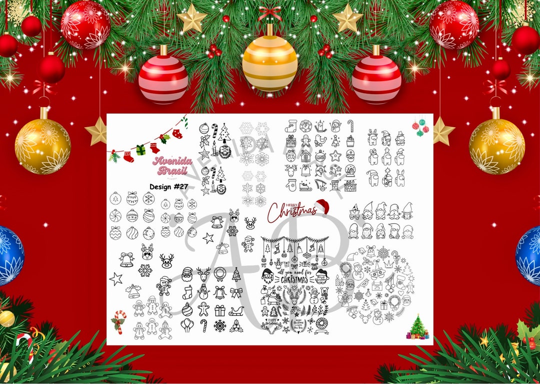 BUNDLE Christmas Stencil Collection Nail Art Traceable - Etsy