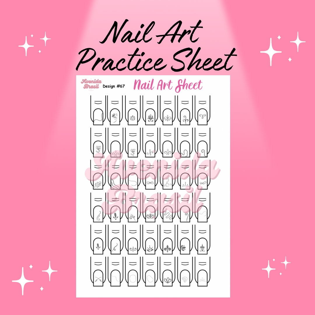 Minimalist Nail Art Traceable Practice Sheet Character Nail Art ...