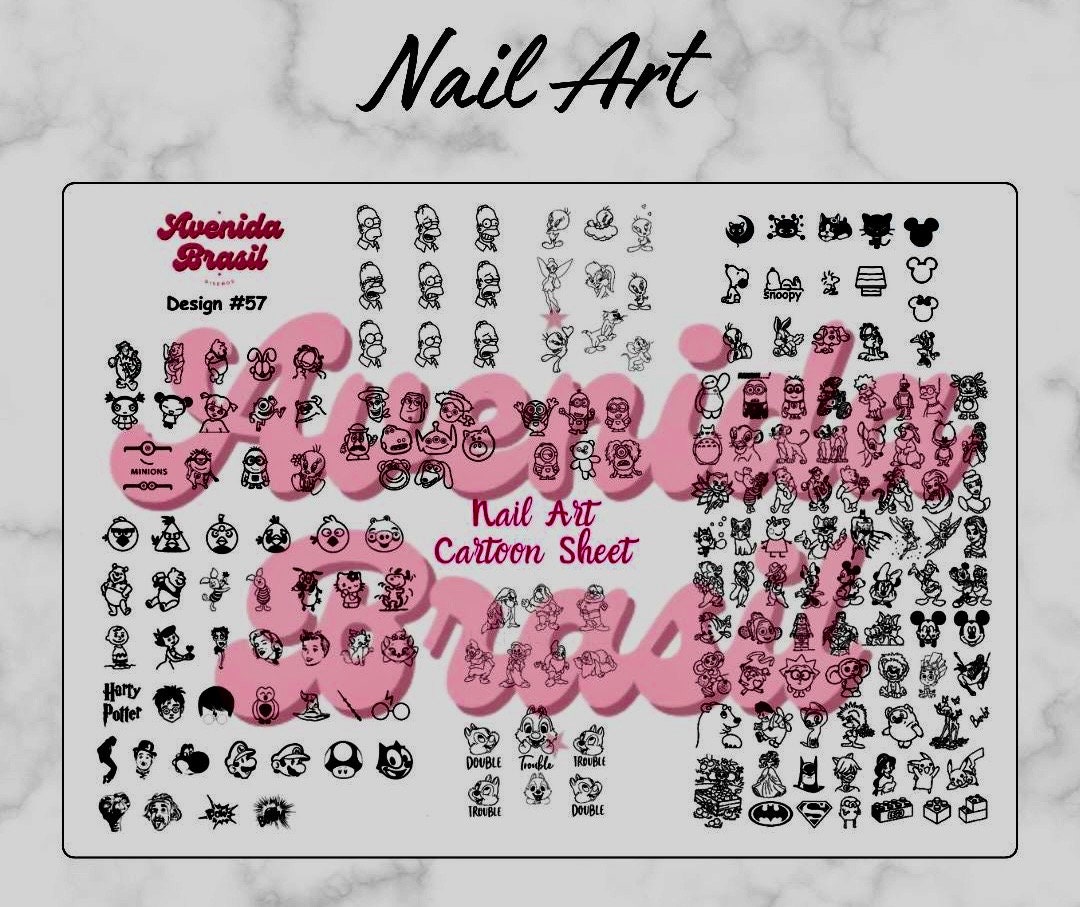 Cartoon Bonanza Nail Art Practice Sheet Nail Art Stickers Nail Art ...