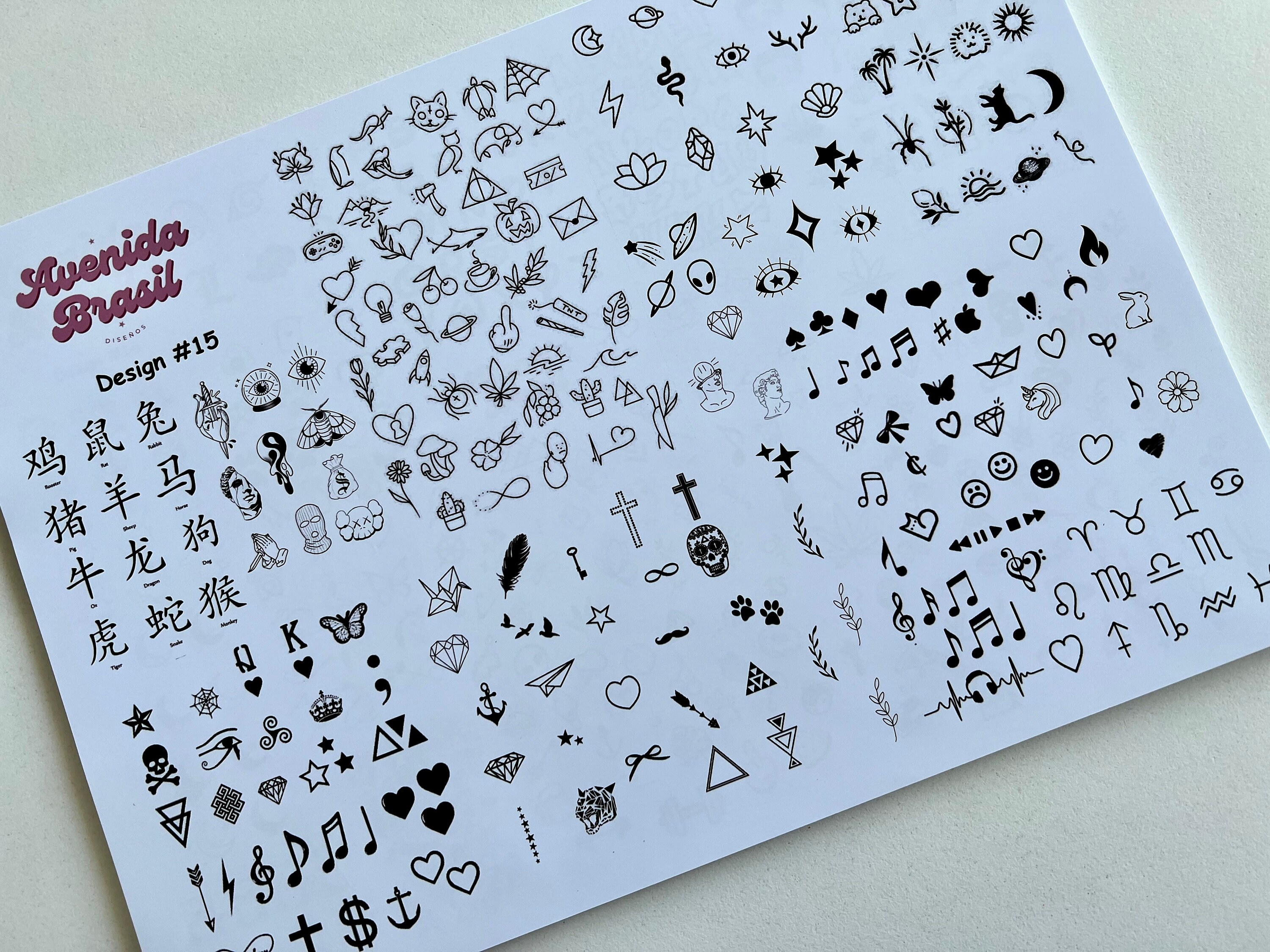 Gothic Glyph Conjuring Nail Art Traceable Practice Sheet Character Nail ...