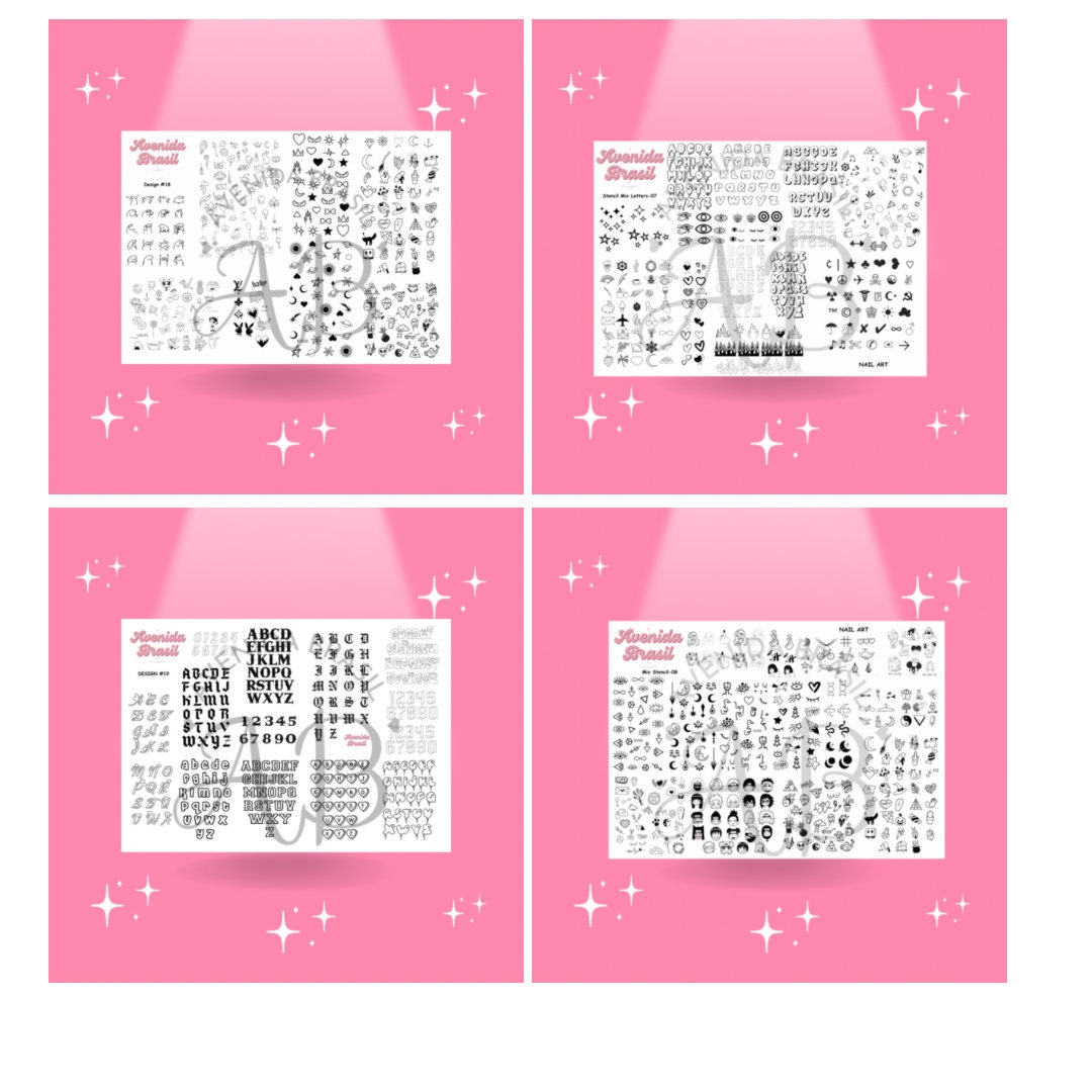 Stencil Bundle Book 2 15 Printable Designs Nail Stamp Plate Nail Art ...