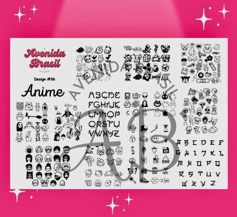 Anime Oasis Nail Art Practice Sheet Nail Art Stickers Nail Art Template ...