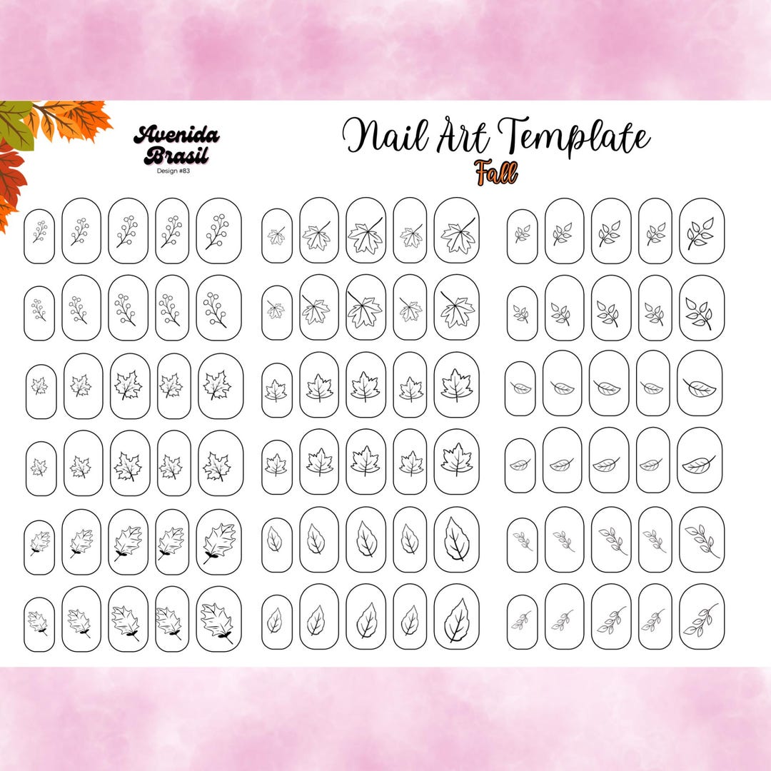 Autumn Bliss Nail Art Template | Thanksgiving Holiday Nail Decal ...