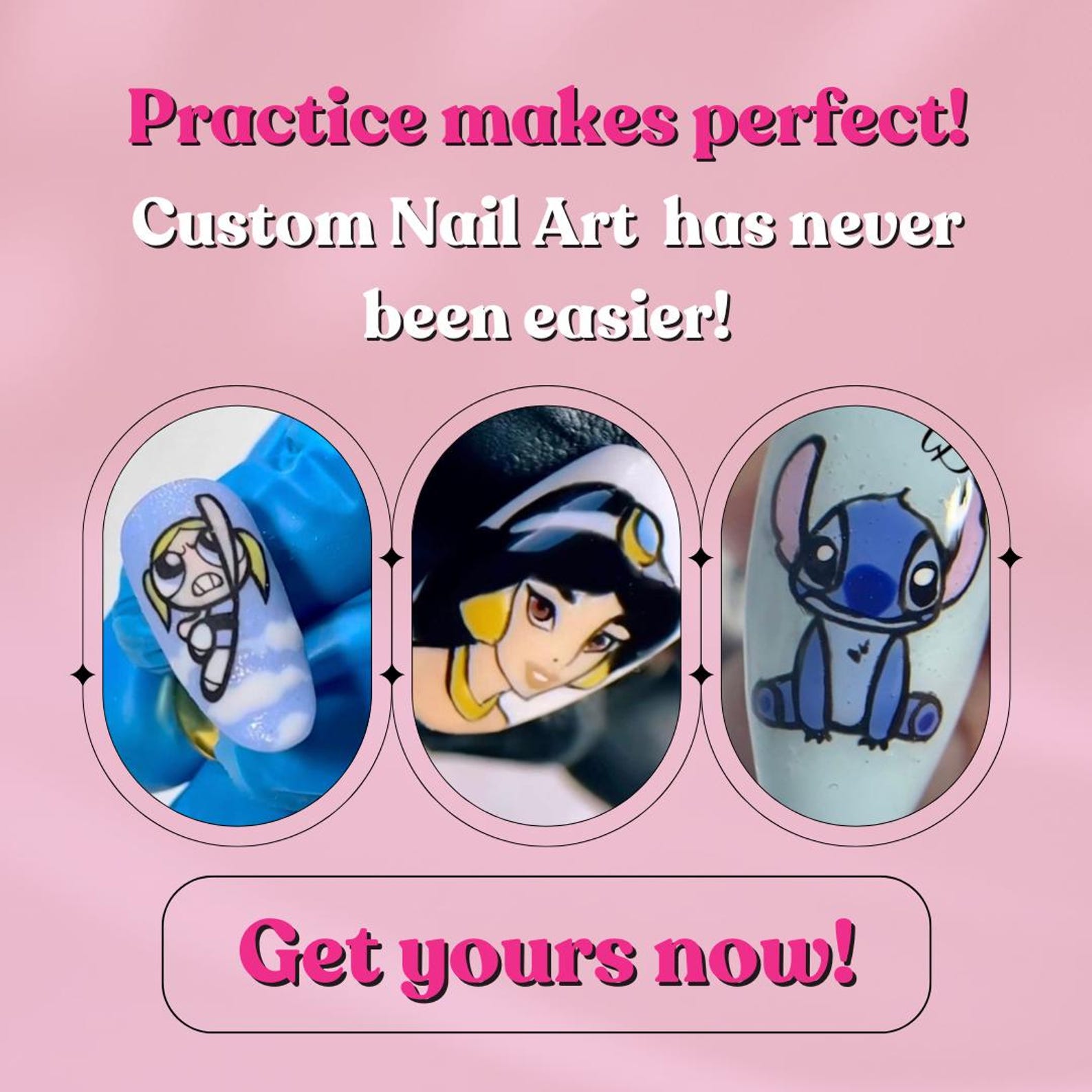 Curves & Chaos Nail Art Template | Nail Trace Practice Sheet ...