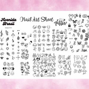 Inked Elegance Nail Art Template | Tattoo Nail Stickers | Nail Art ...