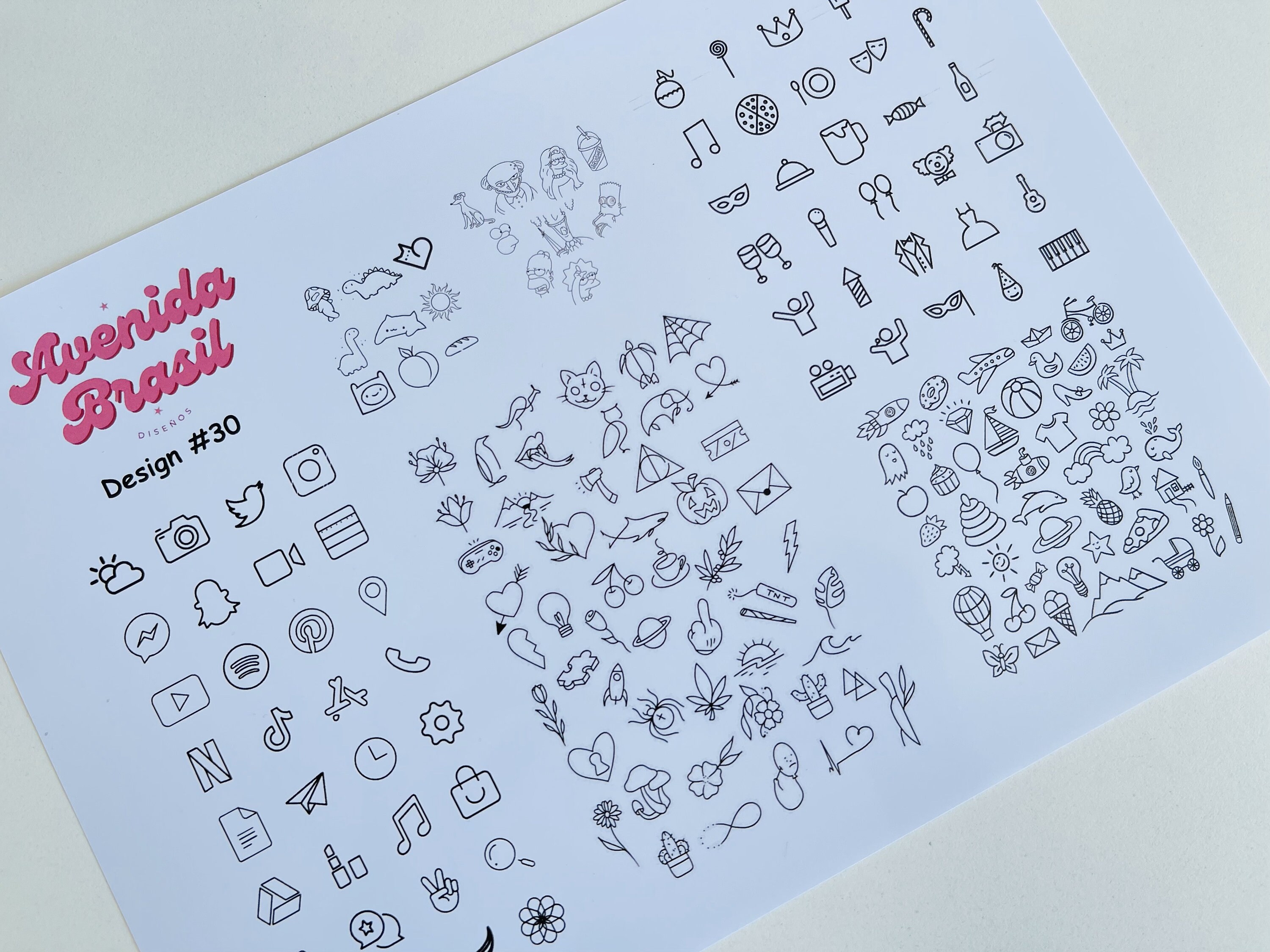 Ink & Doodle Odyssey Nail Art Traceable Practice Sheet Character Nail ...