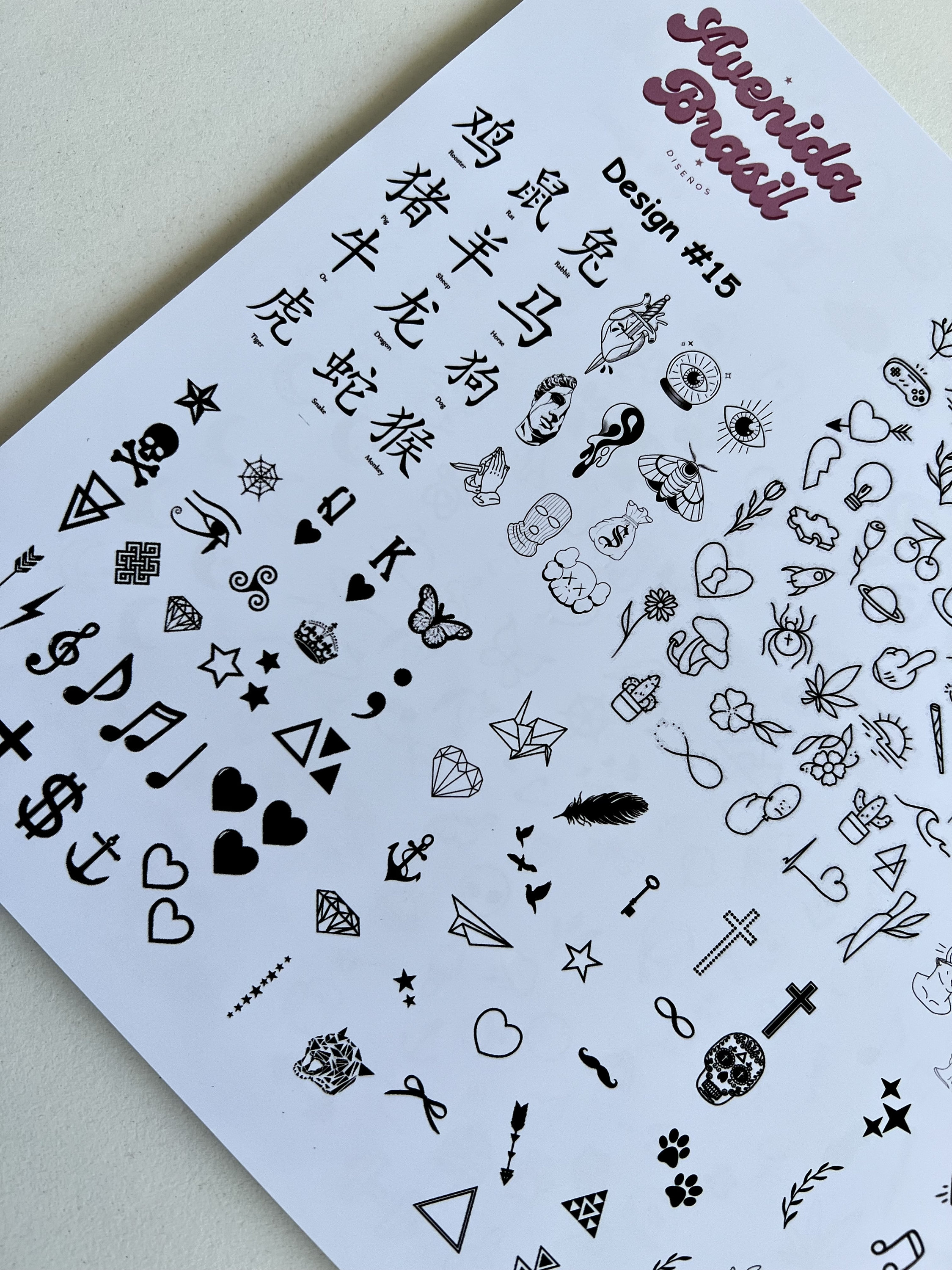 Gothic Glyph Conjuring Nail Art Traceable Practice Sheet Character Nail ...