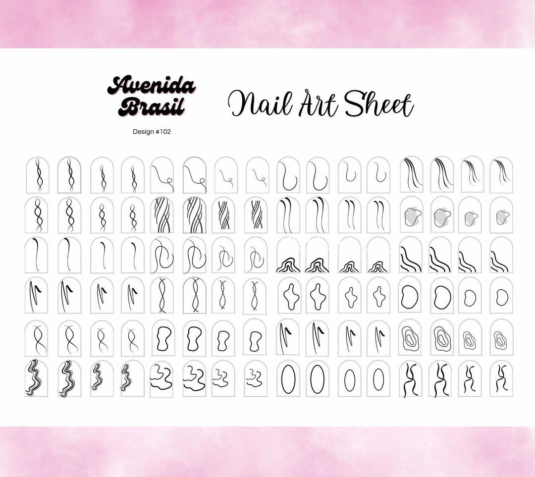 Curves & Chaos Nail Art Template | Nail Trace Practice Sheet ...