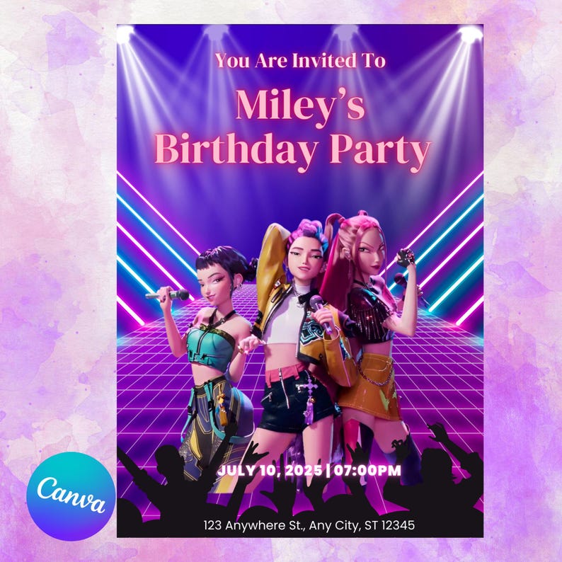 KPOP Demon Hunters Invitation, KPOP Demon Hunters Birthday Invitation ...