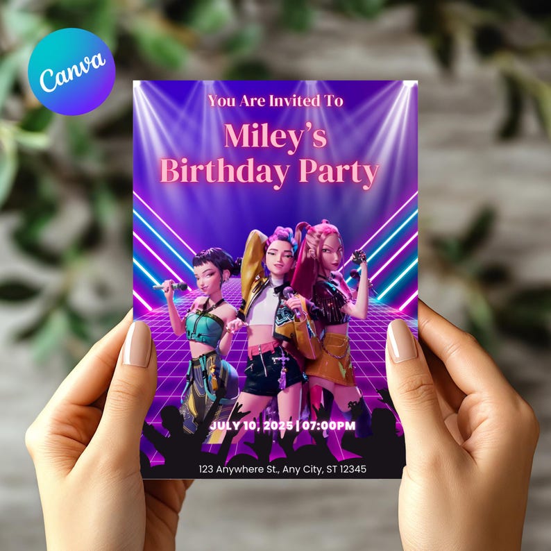 KPOP Demon Hunters Invitation, KPOP Demon Hunters Birthday Invitation ...