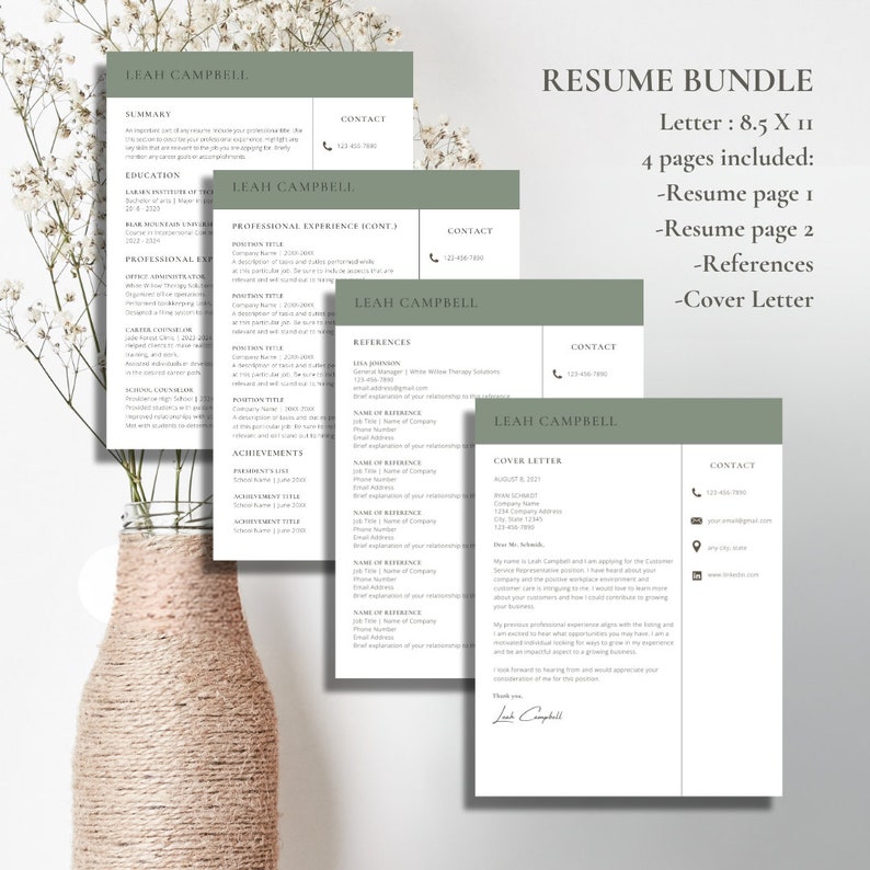 Simple Resume Template Bundle | Canva Template - Etsy