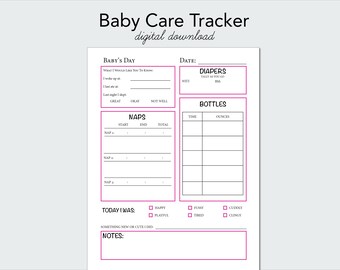Daily Toddler Tracker, Nanny Log, Babysitter Log, Baby Care Tracker ...
