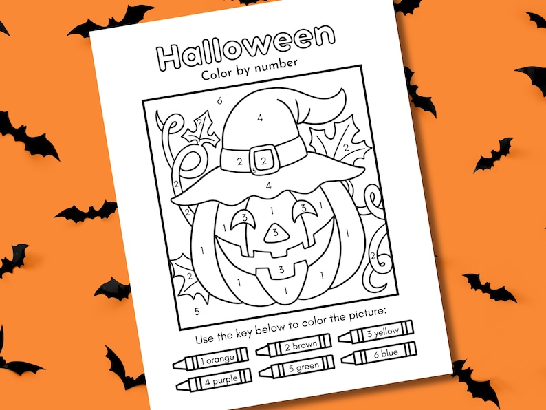 Color by Number Halloween Coloring Page, Halloween Coloring Page for ...