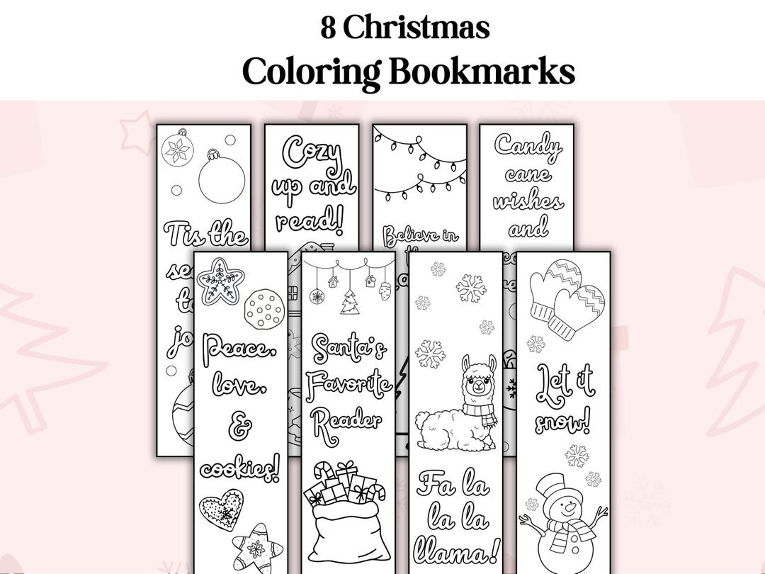 Christmas Bookmarks for Kids, Christmas Coloring Bookmark for Kids - Etsy