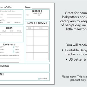 Daily Toddler Tracker, Nanny Log, Babysitter Log, Baby Care Tracker ...
