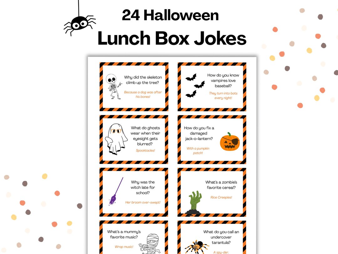 Halloween Lunch Box Jokes for Kids, Lunch Box Notes Printable - Etsy