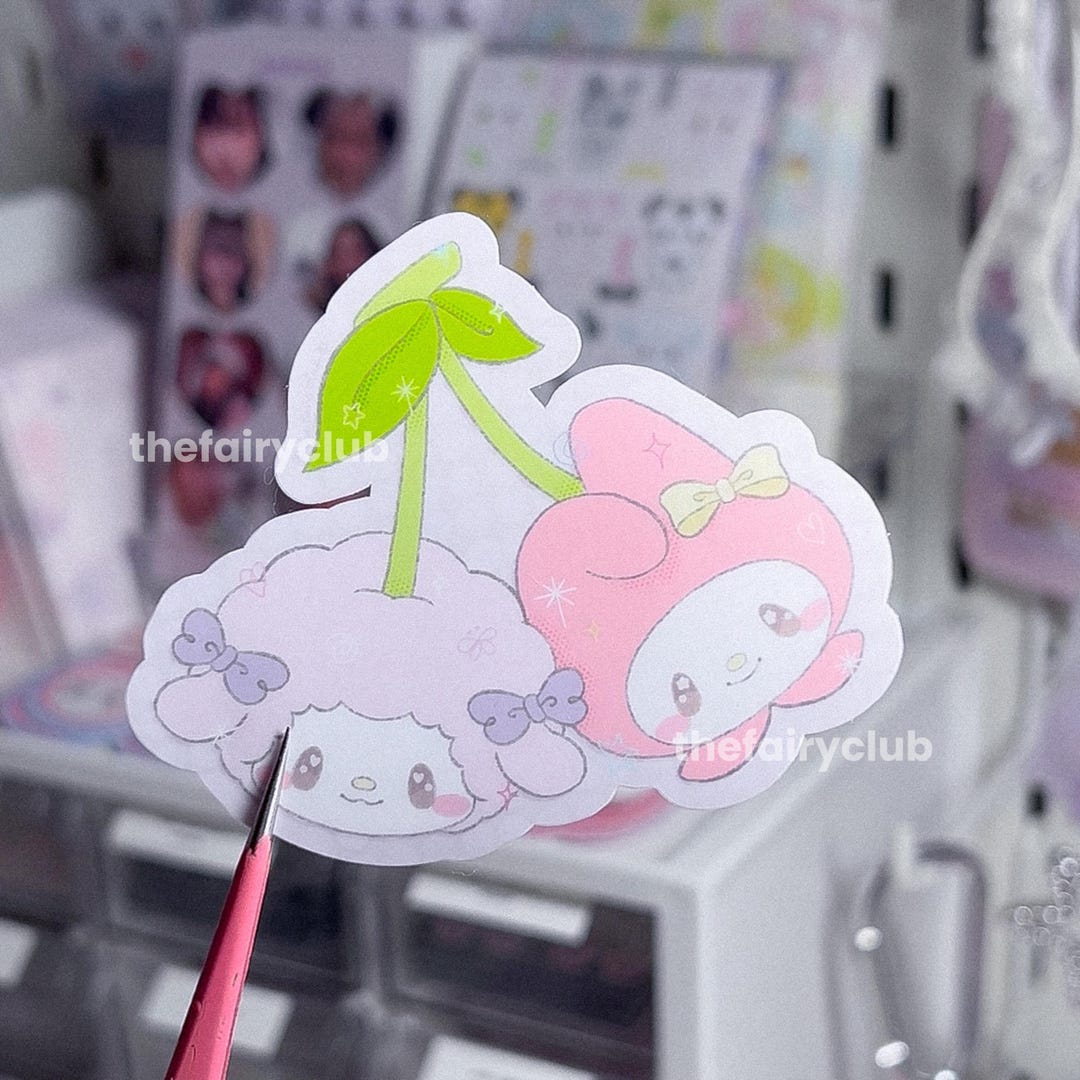 Cherry Besties | Waterproof Sticker | Holographic Sticker - Etsy