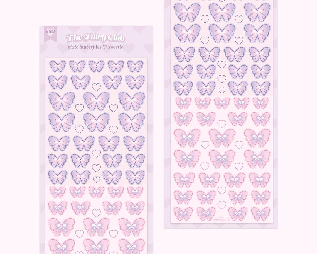 Pixie Butterflies ʚїɞ, Heart Butterflies Sticker, Deco Sticker Sheet ...