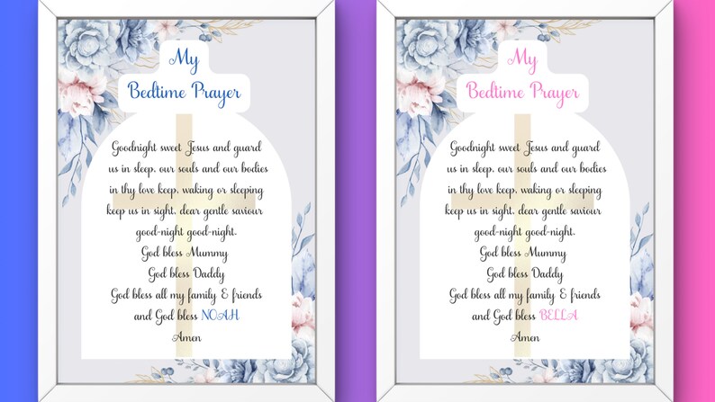 Bedtime Prayer Printable and Editable, Baptism Gift, Nursery Art ...