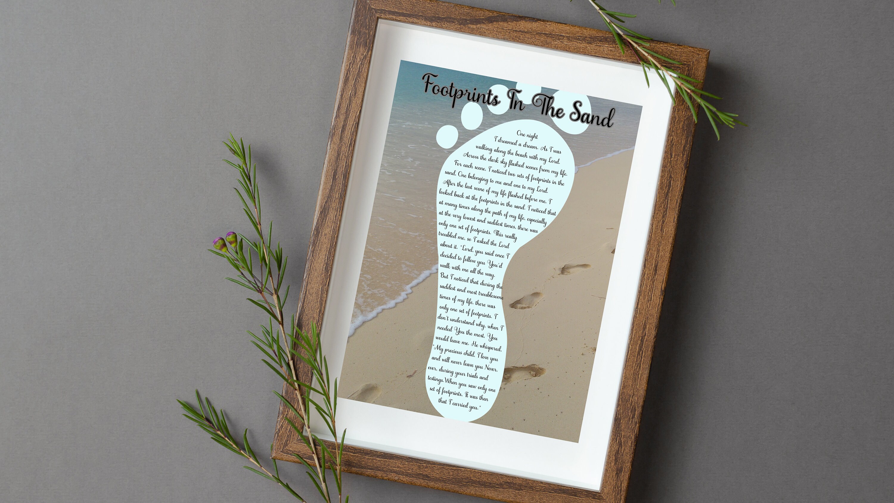 Footprints in the Sand Poem, Printable Wall Art, Christian Wall Art ...