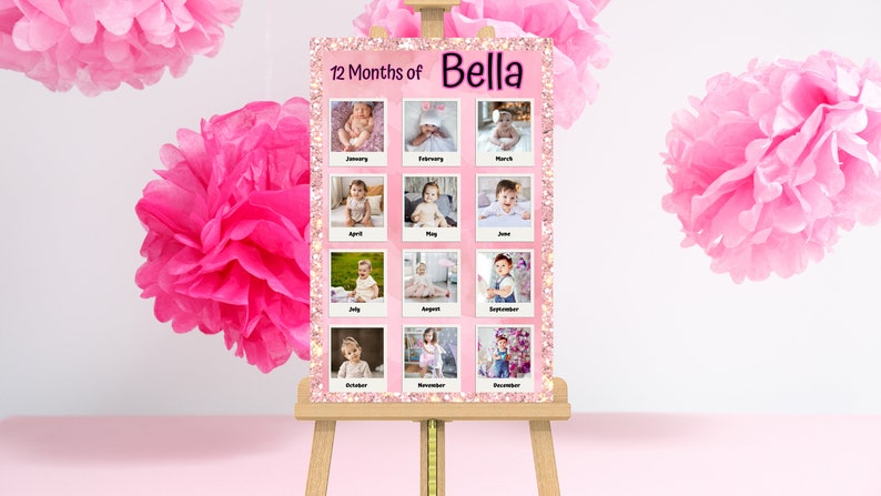12 Month Baby Photos, Editable First Year Photo Collage Template, Baby ...