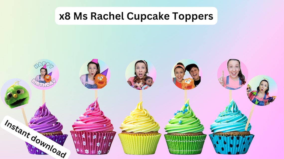 Ms Rachel Cupcake Toppers, Instant Digital Download, Ms Rachel Birthday ...