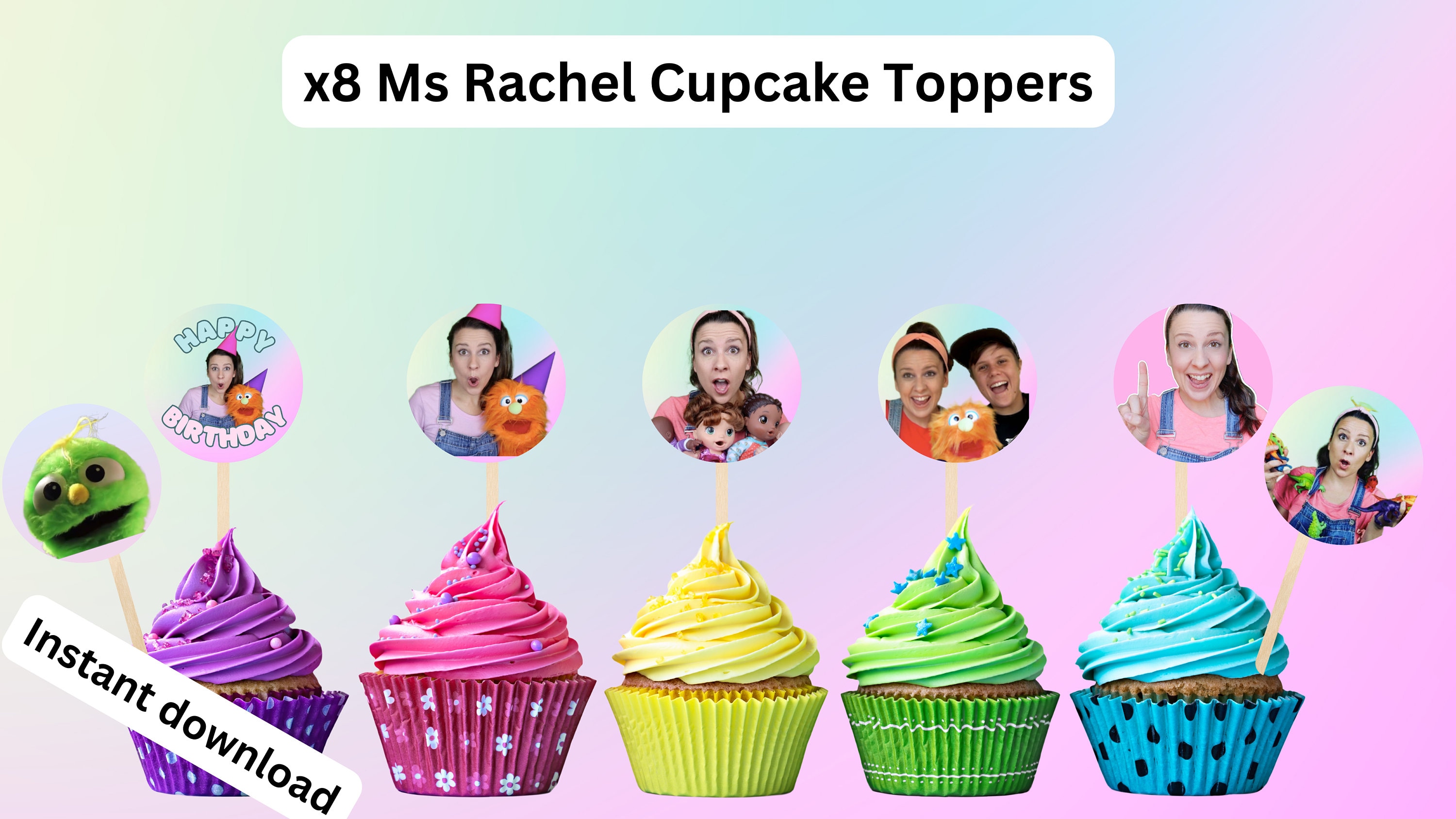 Ms Rachel Cupcake Toppers, Instant Digital Download, Ms Rachel Birthday ...