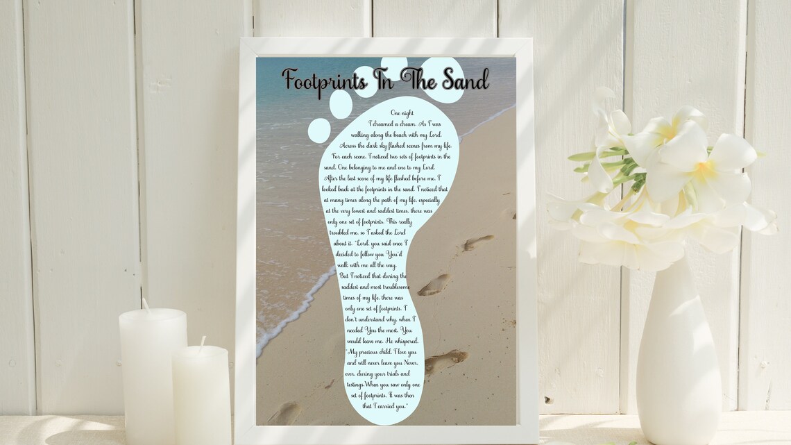 Footprints in the Sand Poem, Printable Wall Art, Christian Wall Art ...