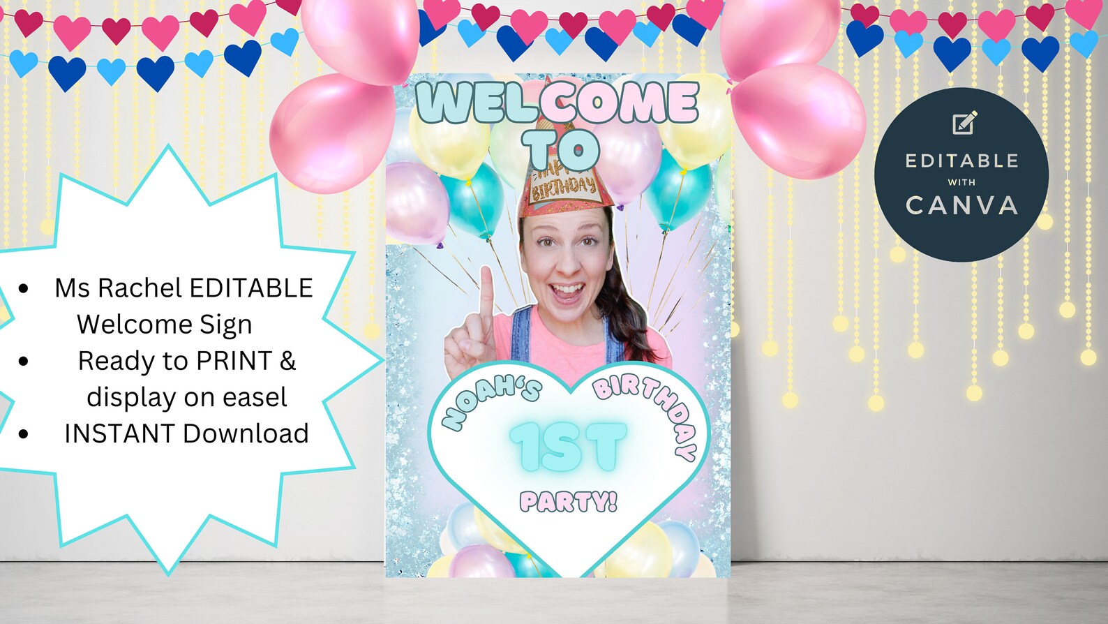 Ms Rachel Birthday Party Bundle Including: Ms Rachel Welcome Sign ...