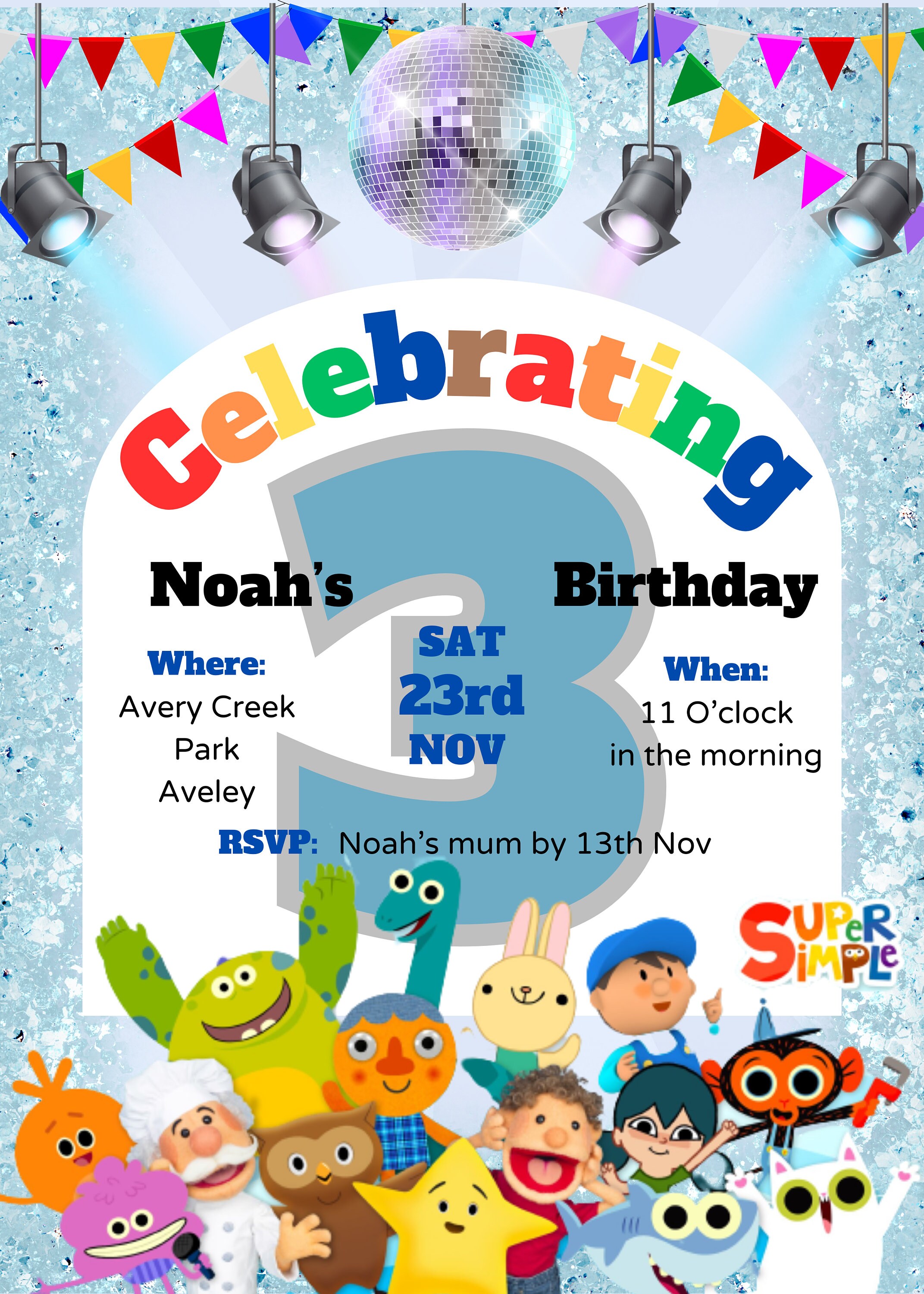 Super Simple Songs Birthday Invitation, Editable Template, Super Simple ...