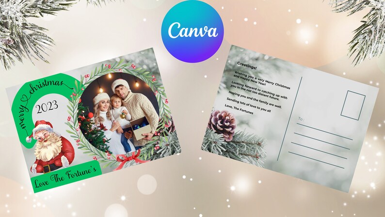 Christmas Postcard, Family Photo Christmas Card, Personalized Christmas ...