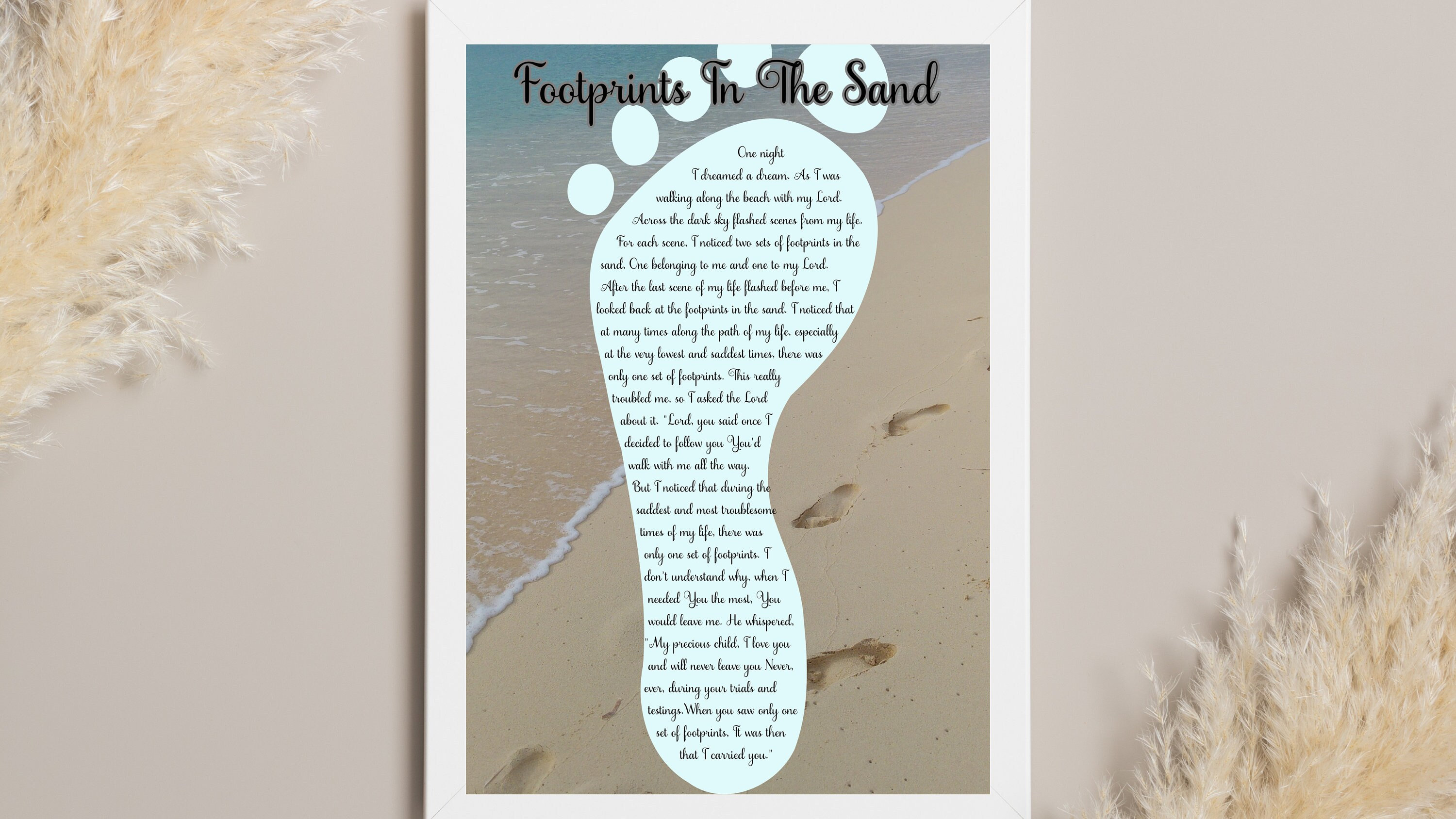 Footprints in the Sand Poem, Printable Wall Art, Christian Wall Art ...