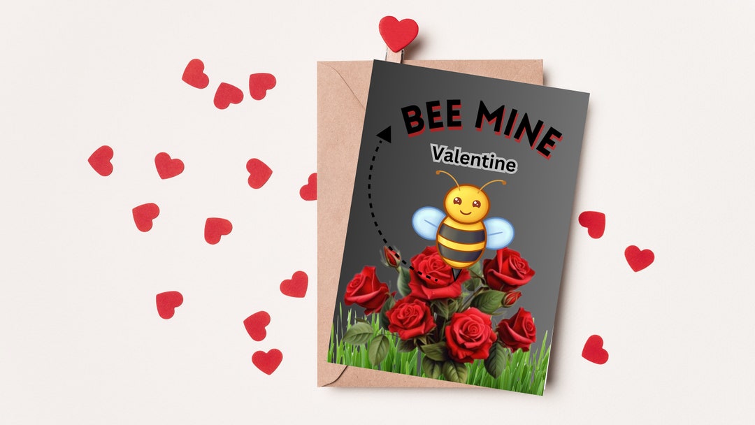 Bee Mine Valentines Day Card, Handmade Valentines Greeting Card, Love ...