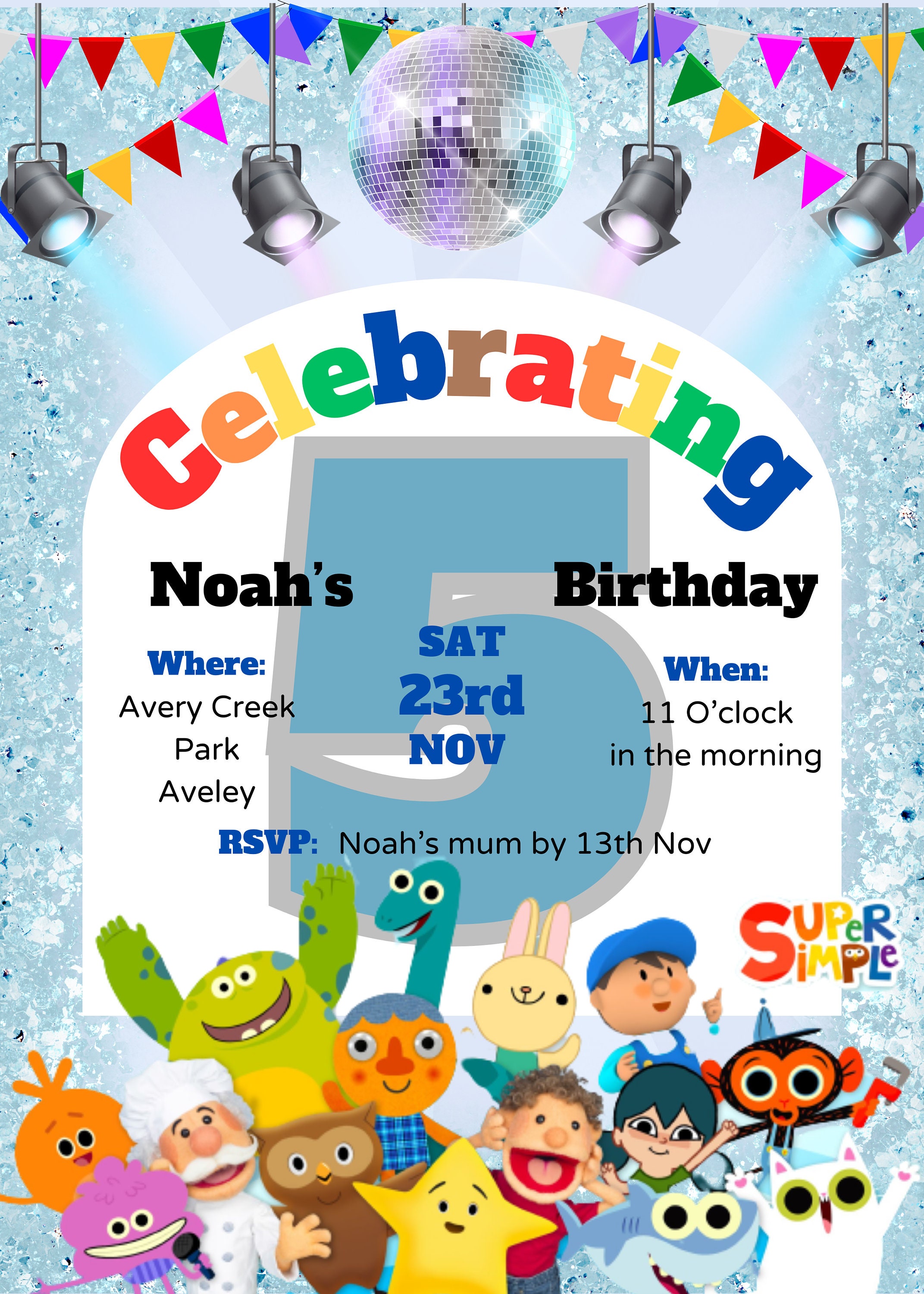 Super Simple Songs Birthday Invitation, Editable Template, Super Simple ...