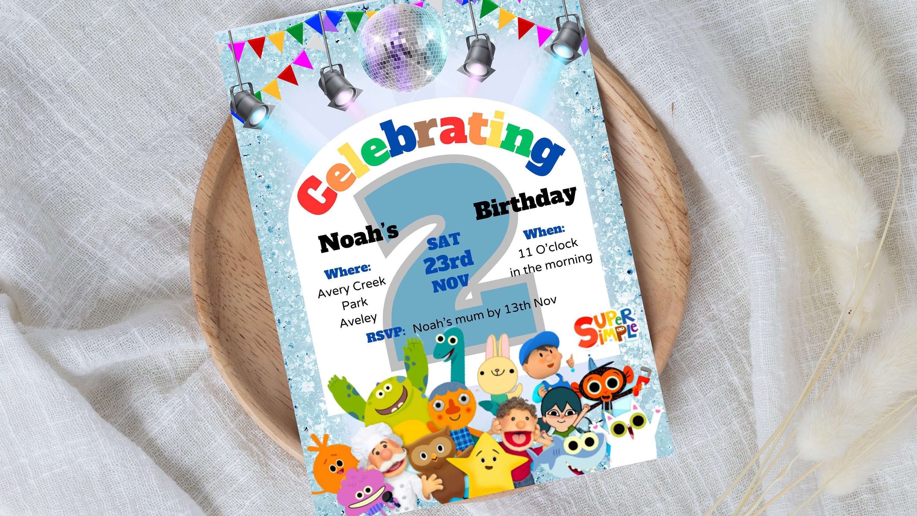Super Simple Songs Birthday Invitation, Editable Template, Super Simple ...