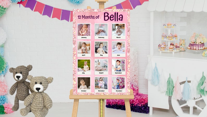 12 Month Baby Photos, Editable First Year Photo Collage Template, Baby ...