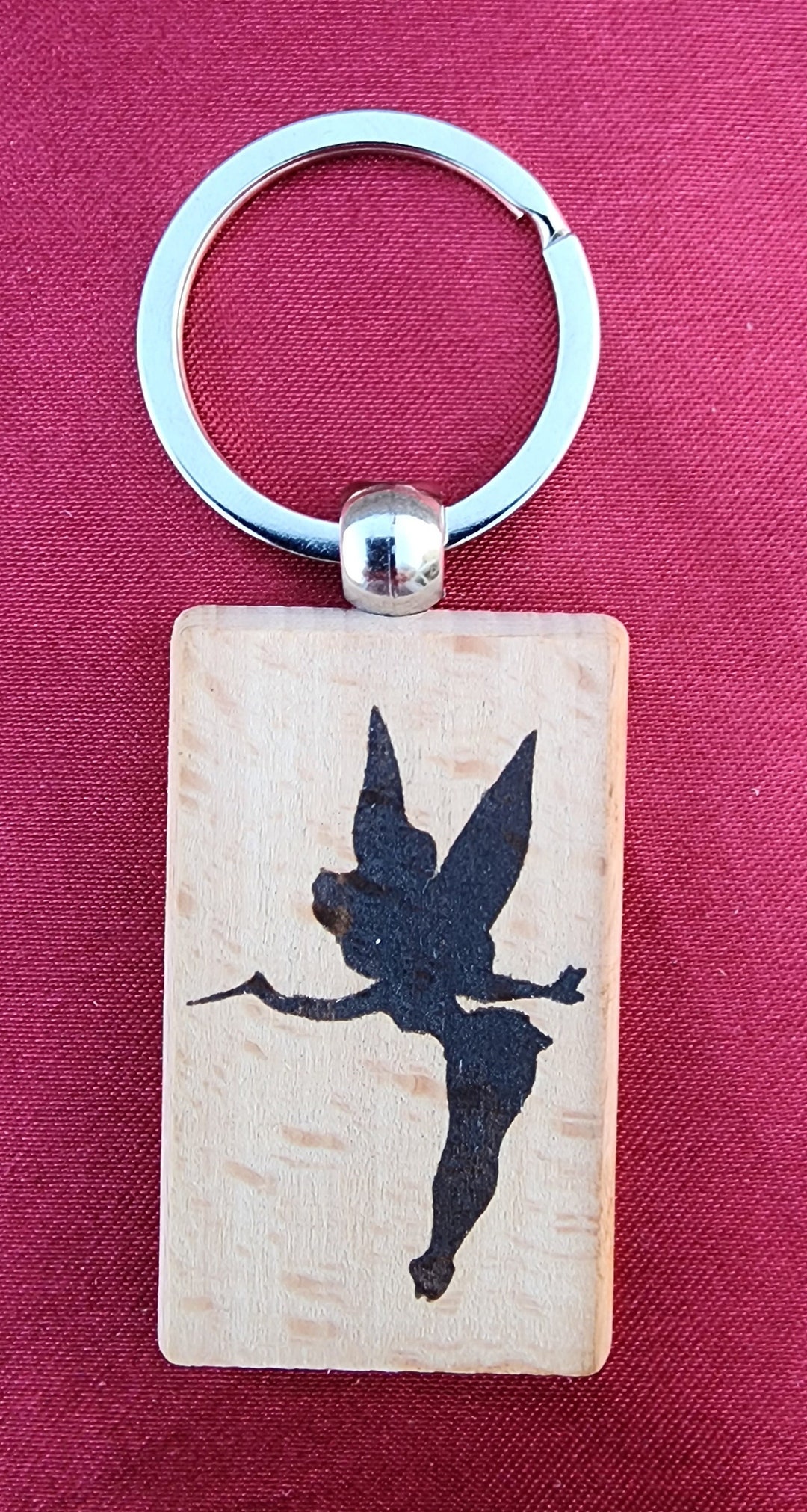 Wooden KEYCHAIN Burnt Image TINKER BELL Pixie Dust - Etsy