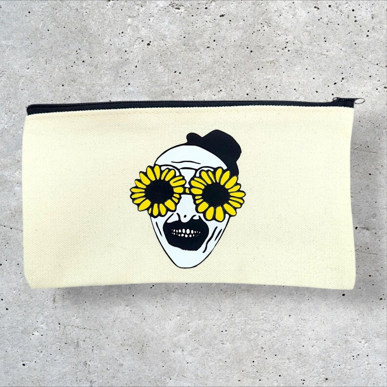 Terrifier Movie - Art the Clown Canvas Makeup Bag: Dual Sided Pencil ...