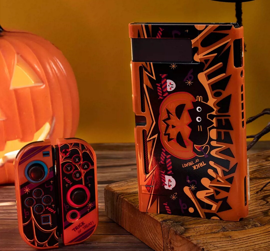 Nintendo Switch/switch OLED Pumpkin Cat Halloween Joycon Base - Etsy