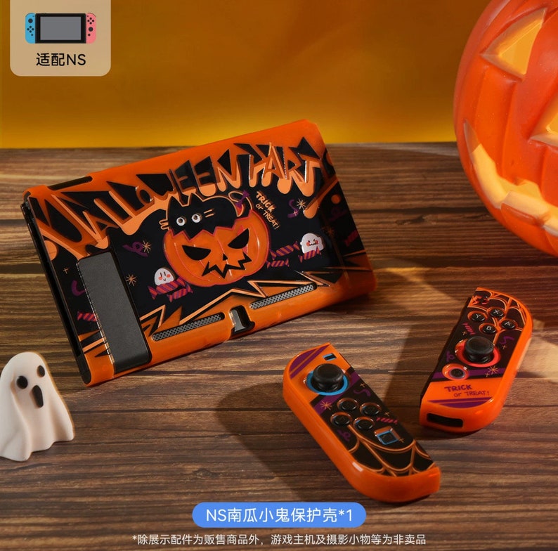 Nintendo Switch/switch OLED Pumpkin Cat Halloween Joycon Base - Etsy
